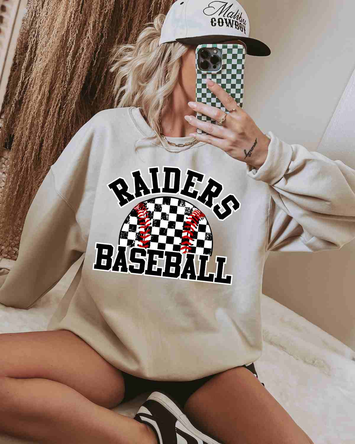 Raiders Baseball Checkered Ball DTF Transfer
