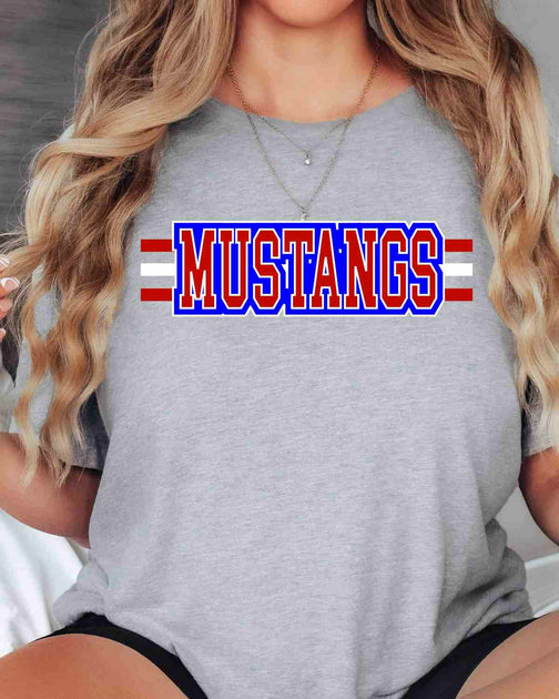 Mustangs Word with Lines DTF Transfer – Rustic Grace Heat Transfer Company
