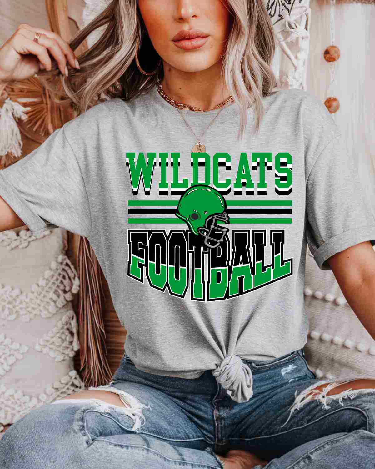 Wildcat Football with Helmet DTF Transfer