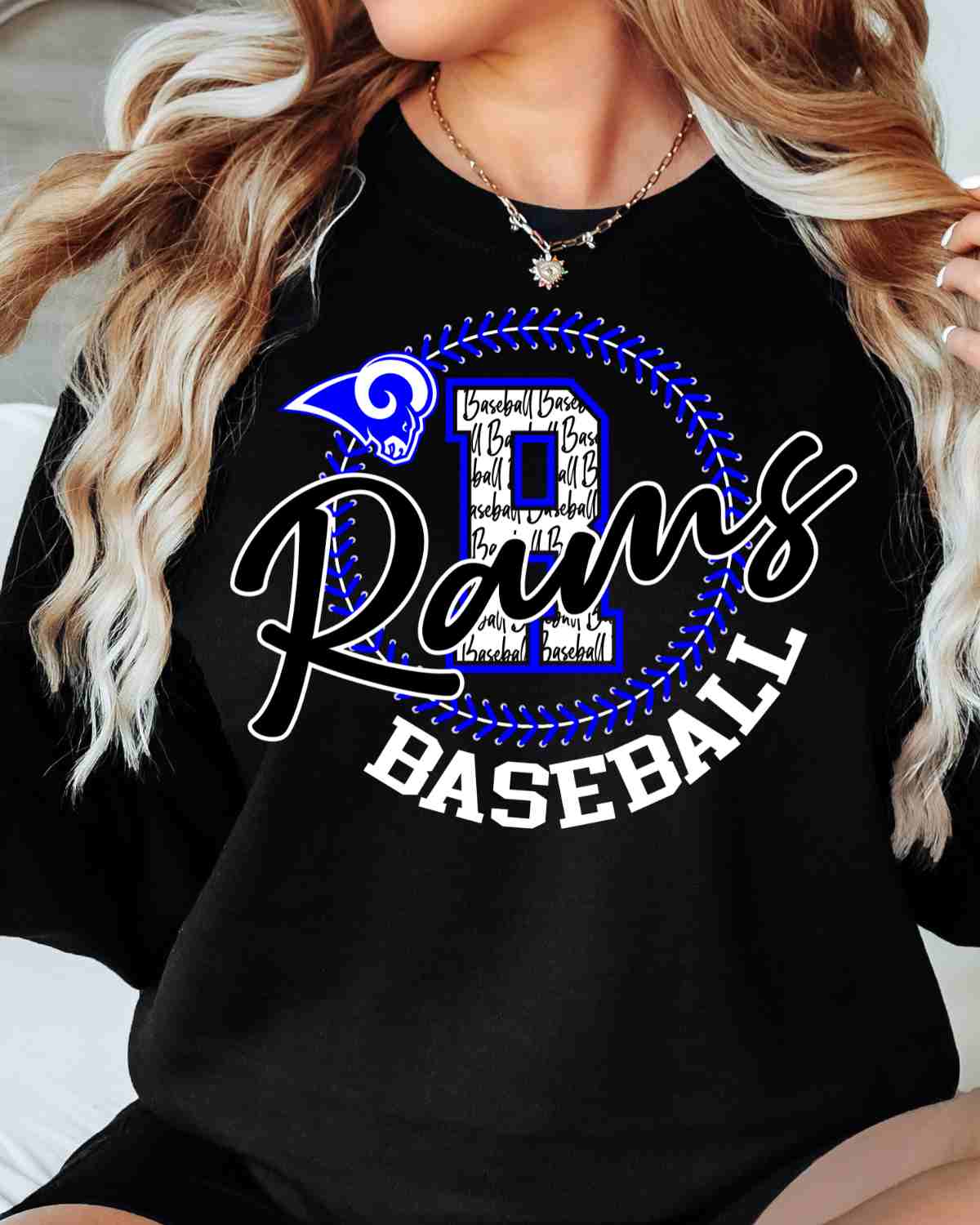 Rams Baseball Laces Circle DTF Transfer