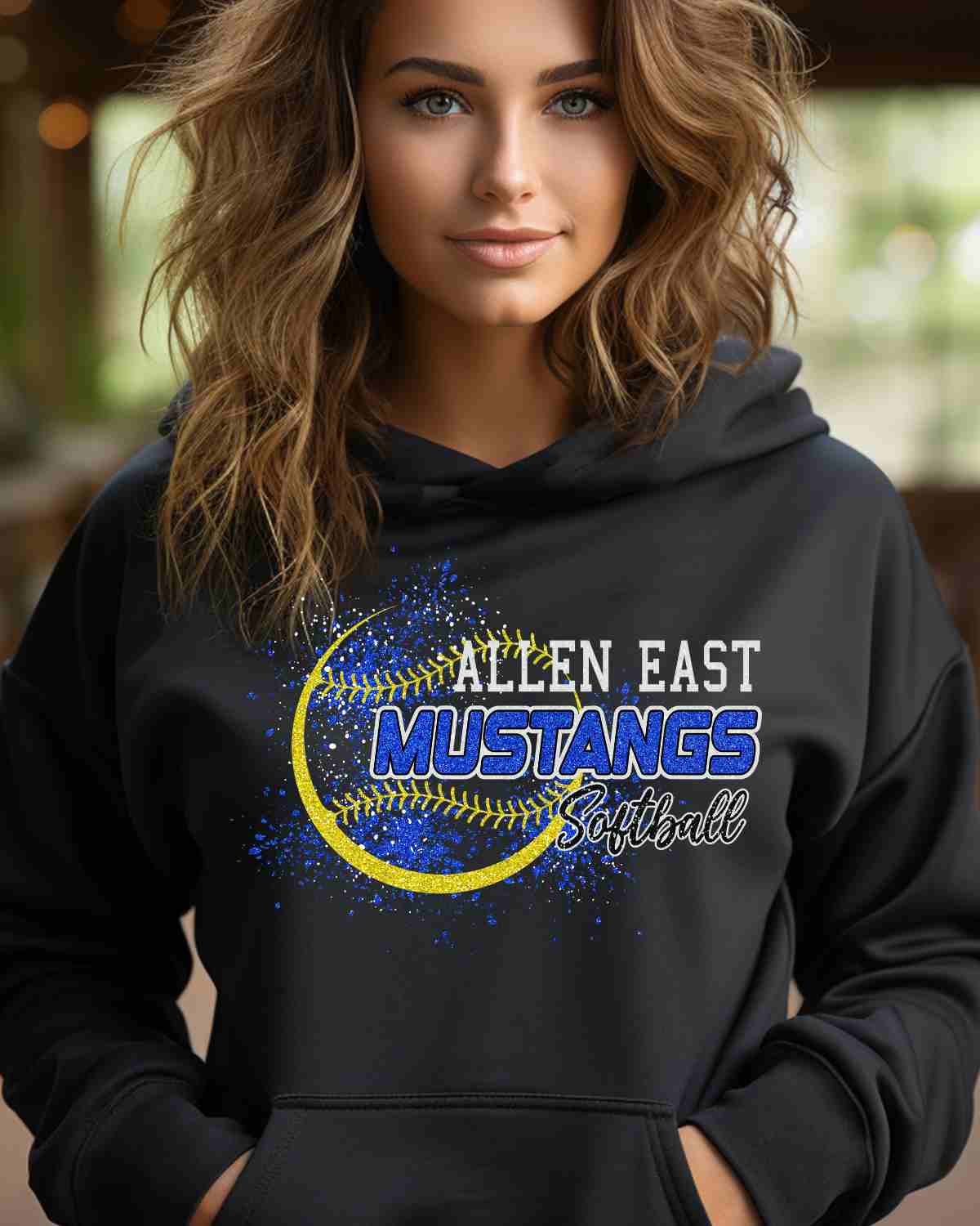 Allen East Mustangs Softball Splatter DTF Transfer