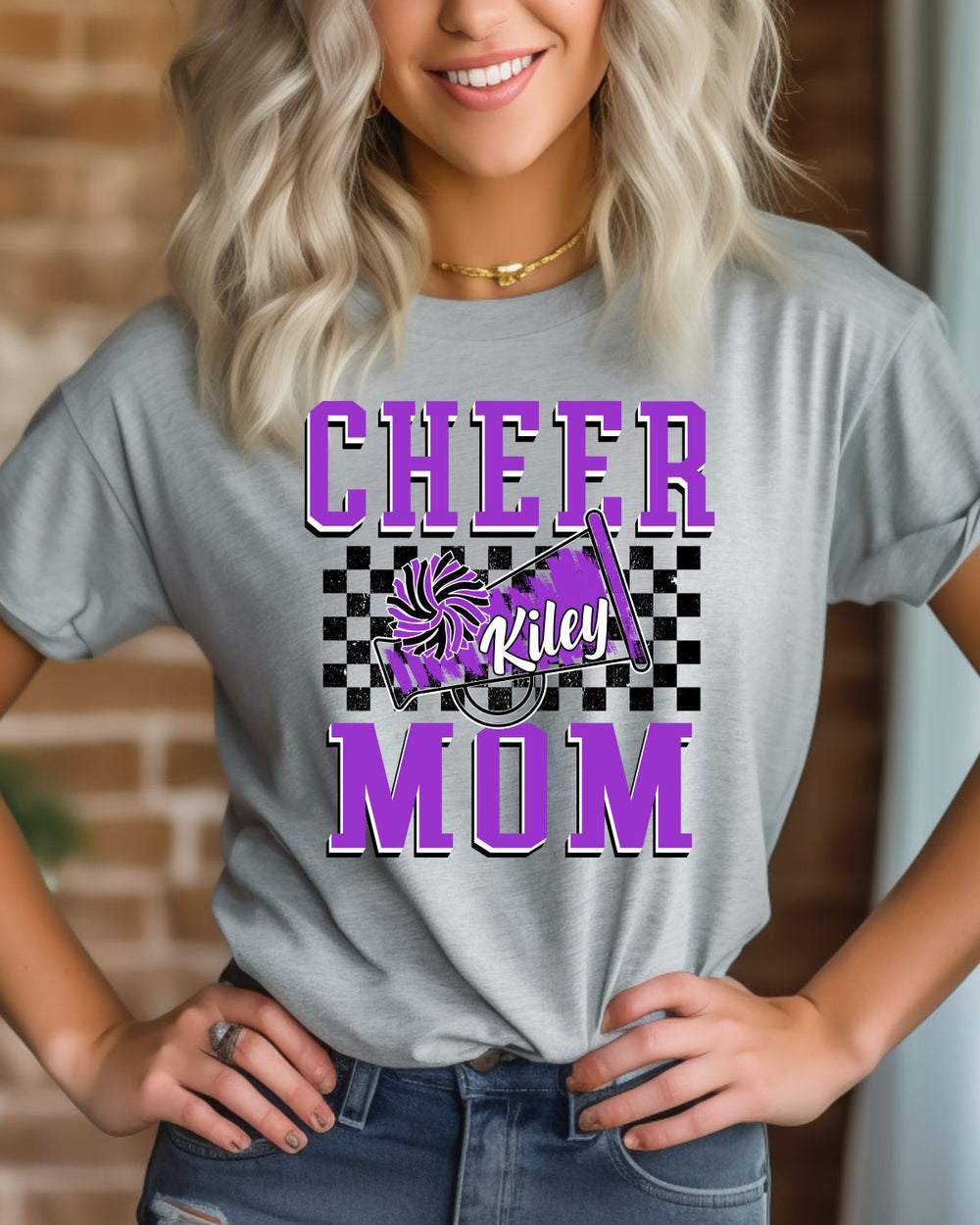 Cheer Mom Checkered Custom DTF Transfer