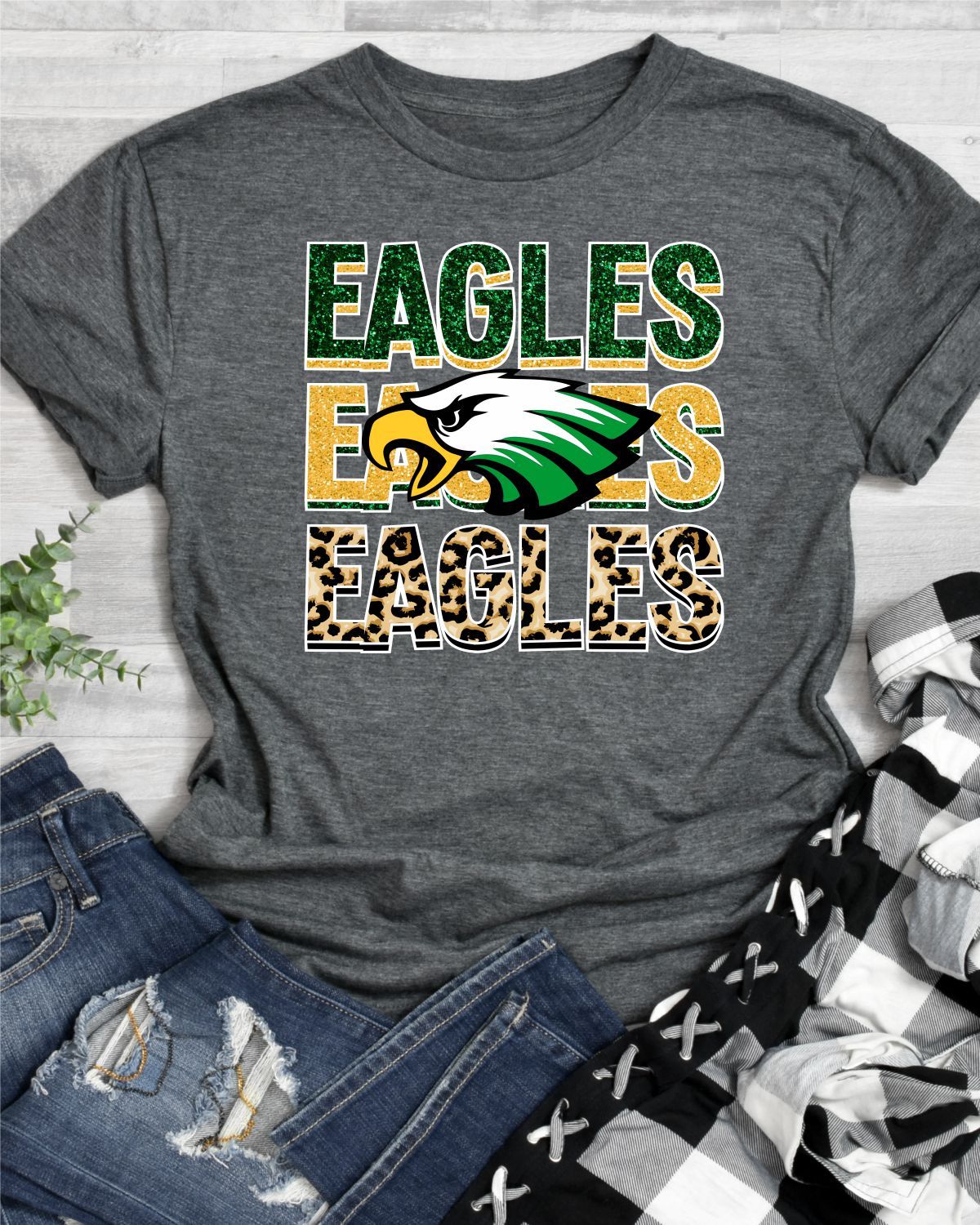 Eagles Repeating Mascot Logo DTF Transfer – Rustic Grace Heat Transfer ...
