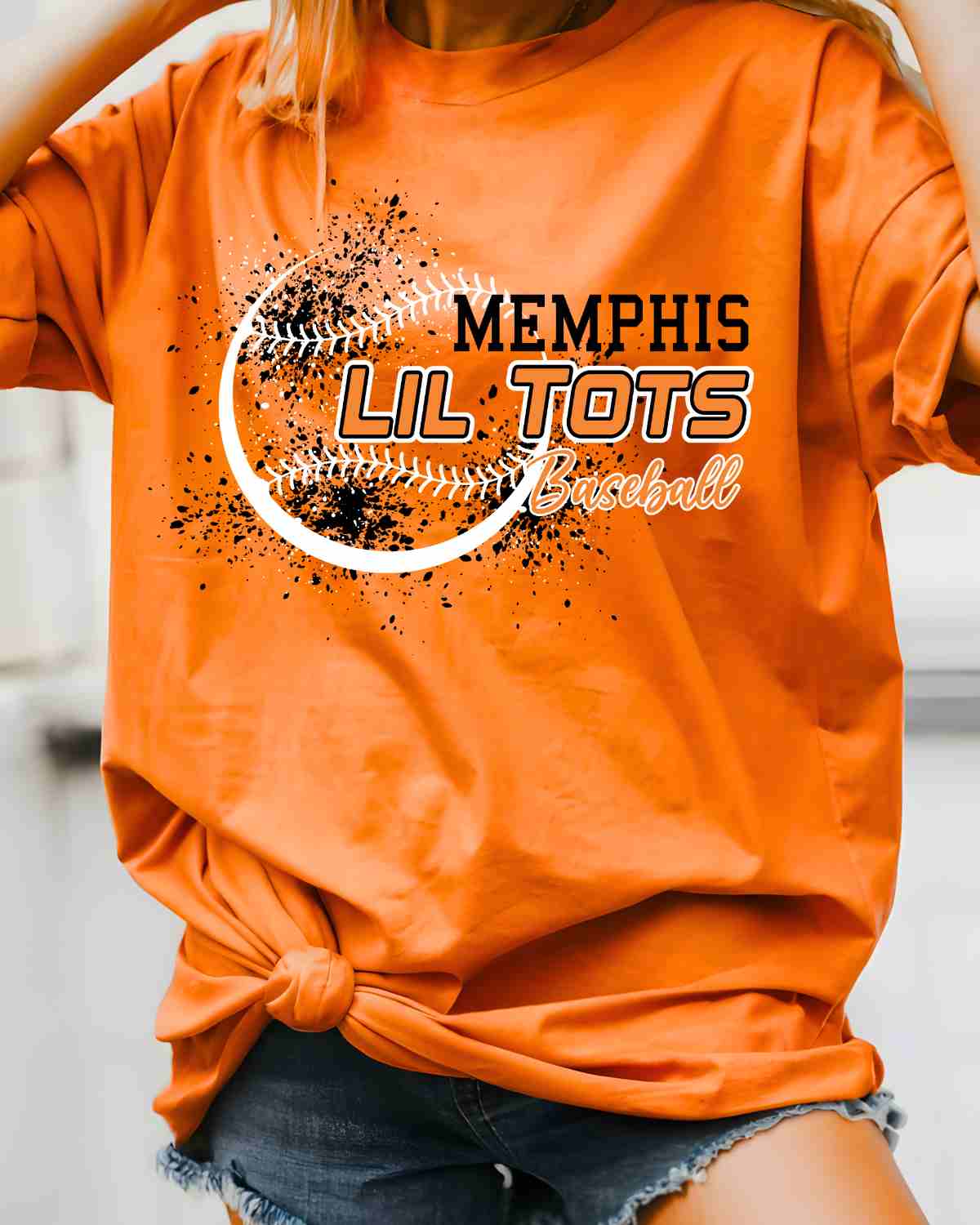 Memphis Lil Tots Baseball Splatter DTF Transfer