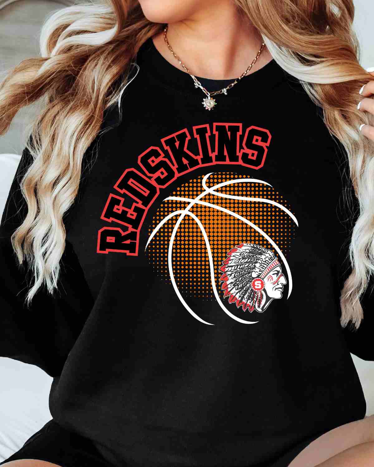 Sullivan Redskins Basketball Halftone Ball DTF Transfer