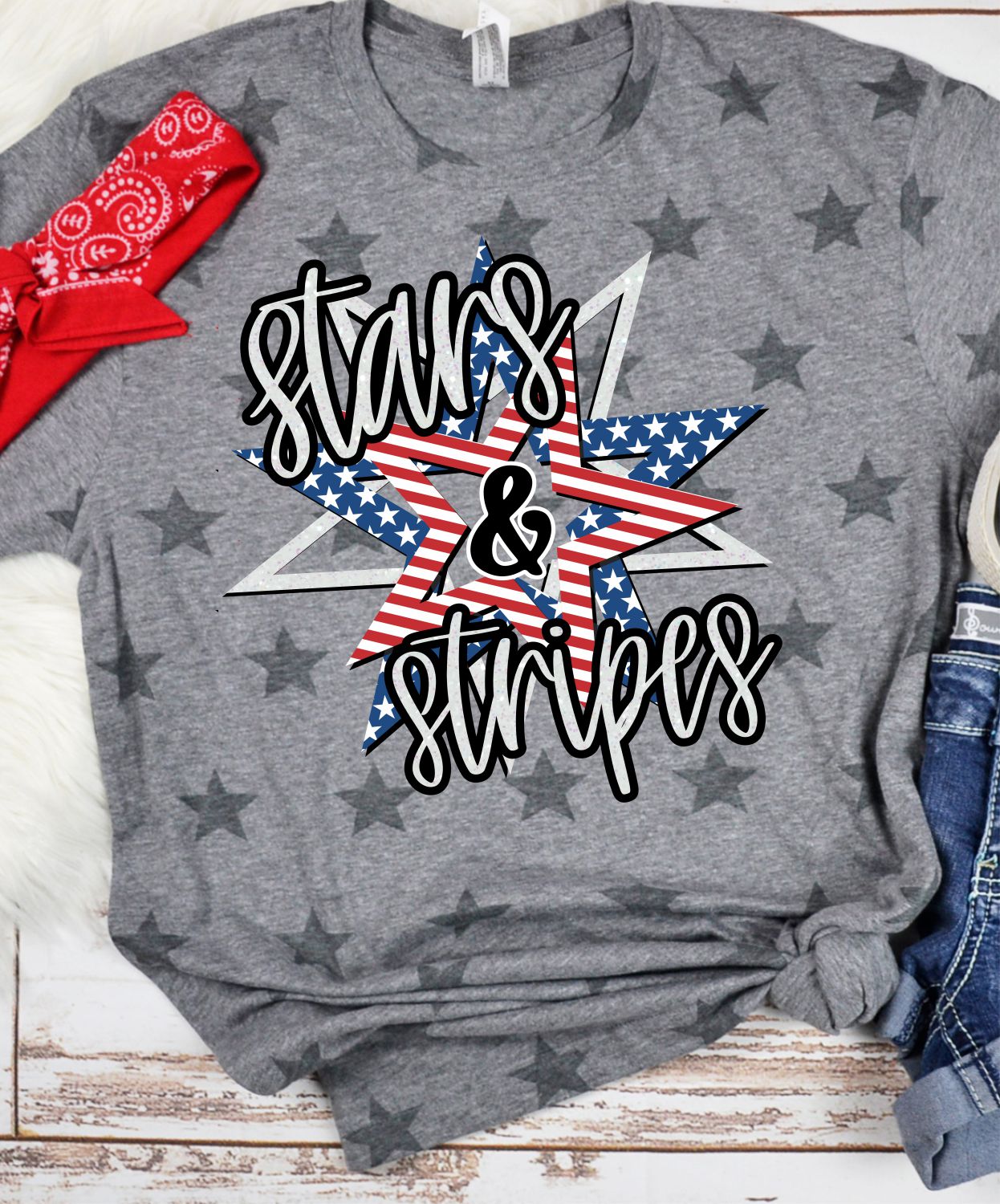 Stars & Stripes DTF Transfer – Rustic Grace Heat Transfer Company