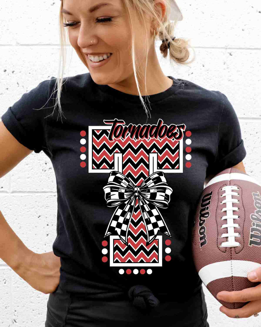Tornadoes Chevron Letter Bow DTF Transfer