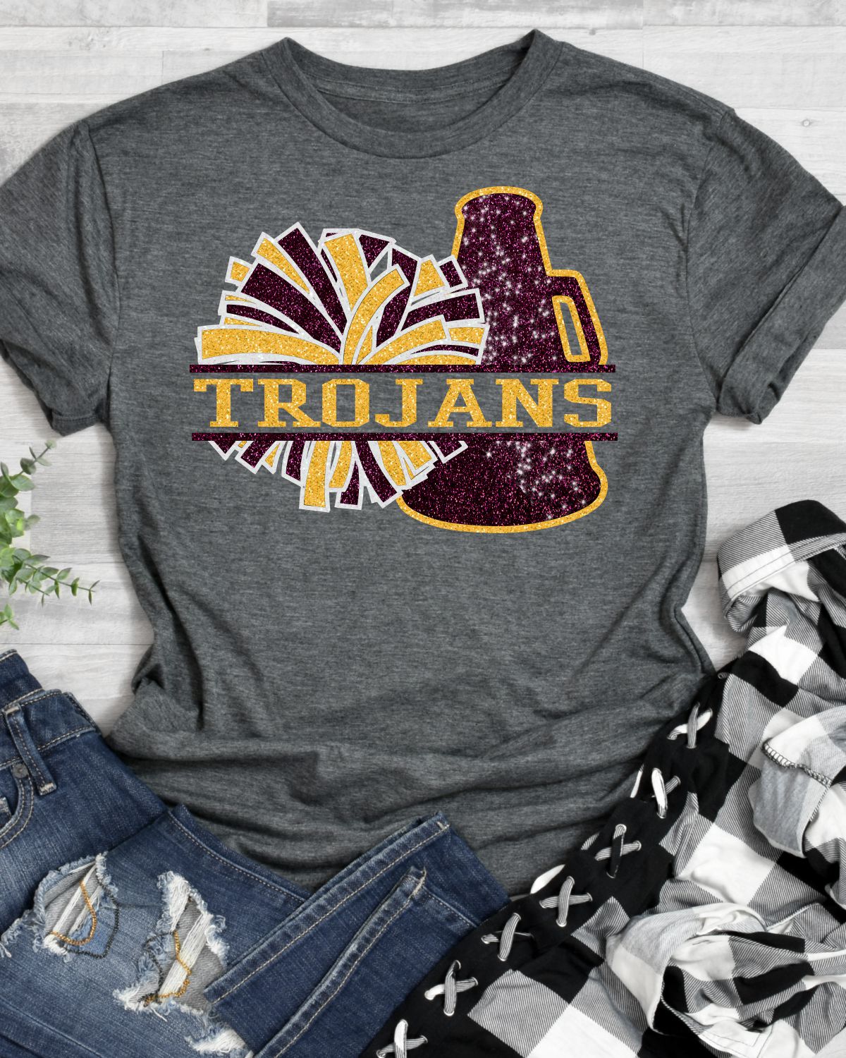 Trojans Cheer Megaphone Split DTF Transfer