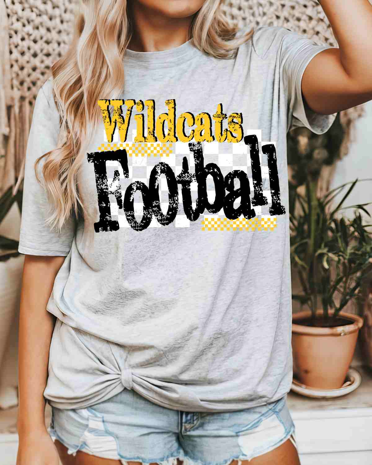 Wildcats Football Checkered Grunge DTF Transfer