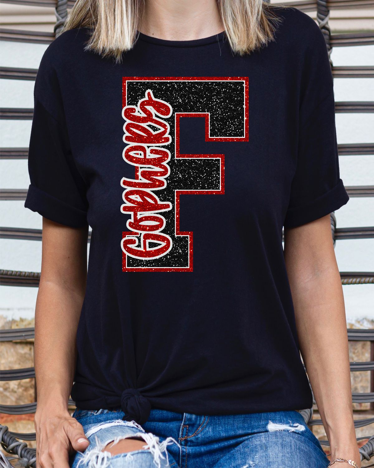 Florence Gophers Glitter Letter DTF Transfer