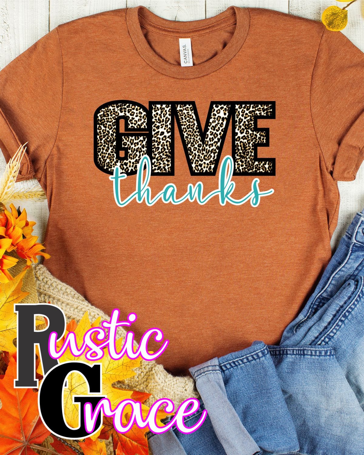 Give Thanks DTF Transfer – Rustic Grace Heat Transfer Company