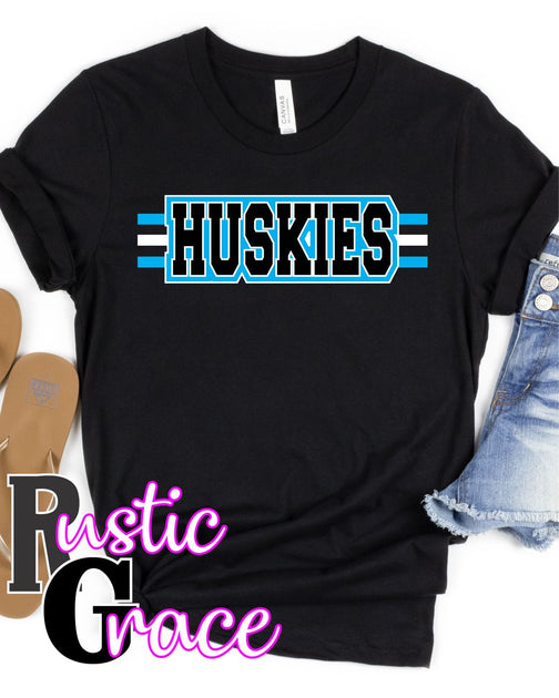Huskies Word with Stripes DTF Transfer – Rustic Grace Heat Transfer Company