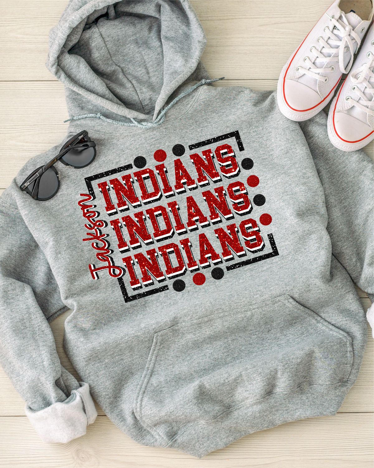 Jackson Indians Rectangle Dots DTF Transfer