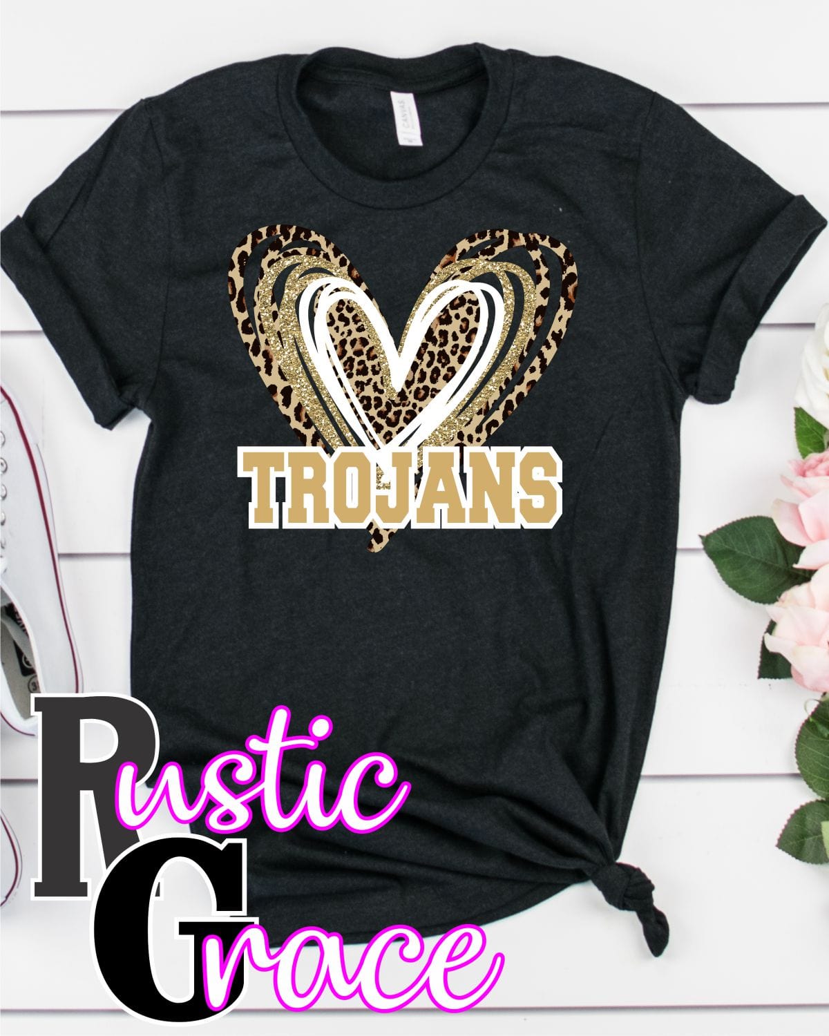 Trojans Triple Heart DTF Transfer