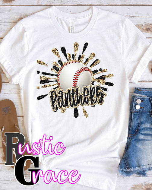 Panthers Baseball Splatter DTF Transfer – Rustic Grace Heat Transfer ...