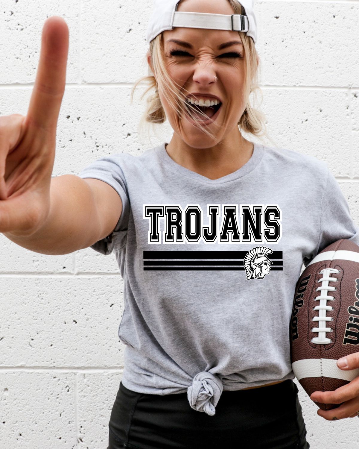 Trojans Word with Stripes Mascot DTF Transfer